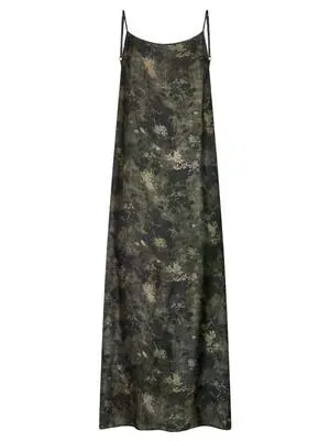 UMA WANG Floral-pattern Flared Maxi Dress - Green