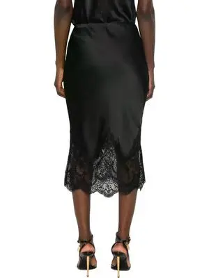 Norma Kamali Lace-trim Midi Skirt - Black