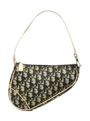 Dior 2001 Mini Diorissimo Coated Canvas Saddle Pochette Shoulder Bag Black