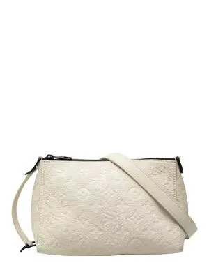 LOUIS VUITTON 2019 Monogram Empreinte Triangle Messenger Bag Satchel White