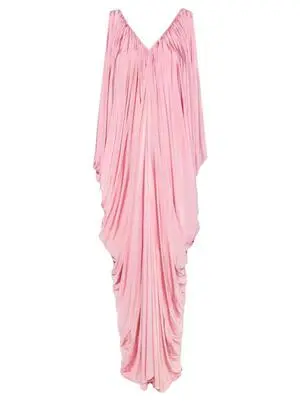 ABADIA Draped V-neck Maxi Dress - Pink