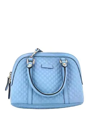 Gucci Gucci Convertible Dome Microssima Leather Mini Satchel Blue