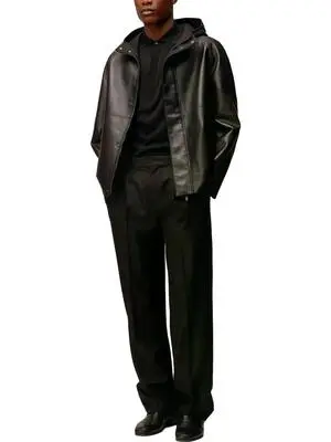 RETORI Hooded Leather Jacket - Black