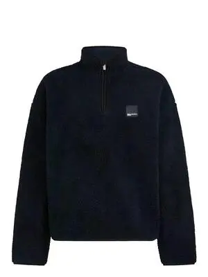 Karl Lagerfeld Boxy Half-zip Fleece Sweater - Blue