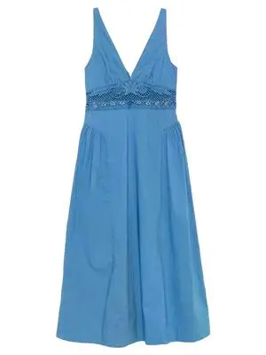 Posse Veda Crochet-trim Midi Dress - Blue