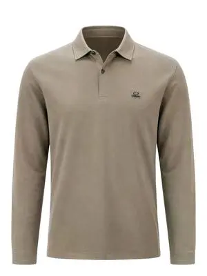 C.P. COMPANY Logo-patch Long-sleeve Polo Shirt - Neutrals