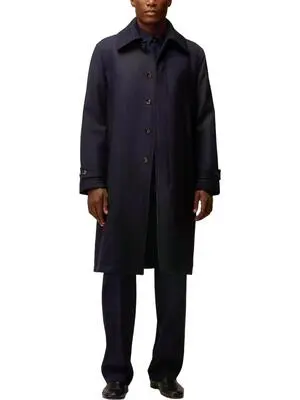 RETORI Retroma Detachable-collar Wool Gabardine Coat - Blue