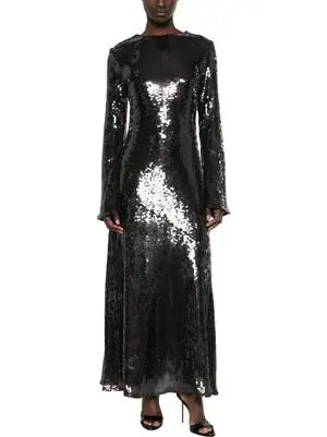 ROTATE BY BIRGER CHRISTENSEN Sequin-embellished Long-sleeve Maxi Dress - Black