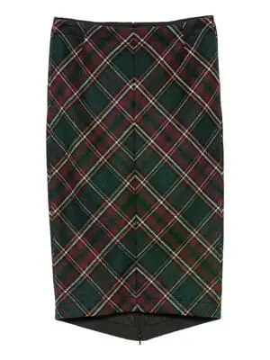 N°21 Tartan Pattern Midi Skirt - Green