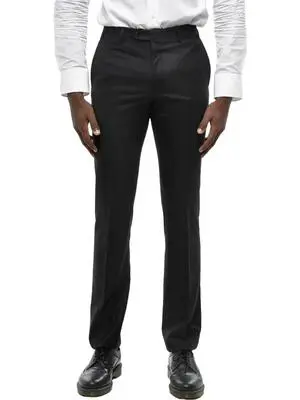 Corneliani Flat-front Virgin Wool Trousers - Black