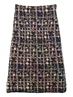 Dior Tweed-effect Floral Print Midi Skirt - Black
