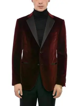 Corneliani Velour Single-breasted Blazer - Red