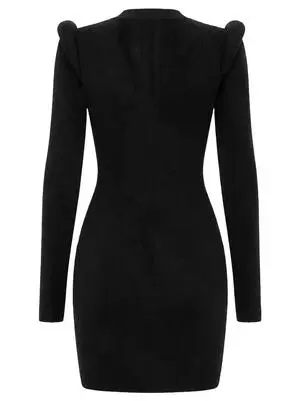 Elisabetta Franchi Knit Mini Dress With 3d Shoulders - Black