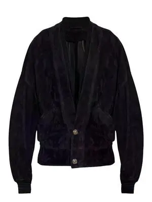 Versace Button-up Suede Jacket - Blue