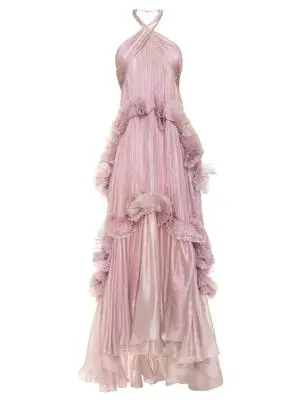 MARIA LUCIA HOHAN Zadie Ruffled Maxi Dress Pink