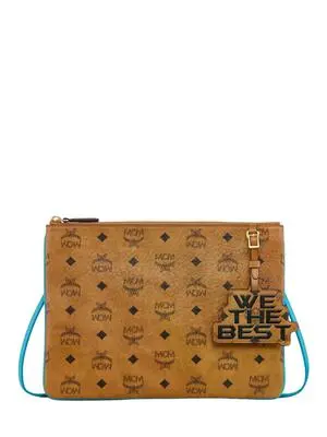 Mcm Visetos Logo Print Pouch - Brown