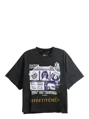 SAITOS Metallica Graphic-print Distressed T-shirt - Grey