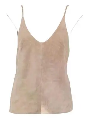 ST. AGNI Suede Low-back Cami Top - Neutrals