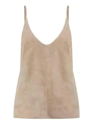 ST. AGNI Suede Low-back Cami Top - Neutrals