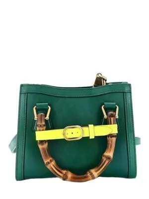 Gucci Diana Nm Bamboo Handle Tote Leather Mini Crossbody Bag - Green