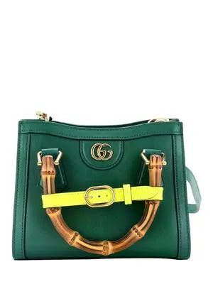Gucci Diana Nm Bamboo Handle Tote Leather Mini Crossbody Bag - Green
