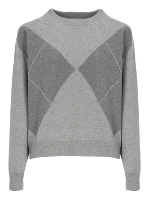 Peserico Argyle Knit Crew Neck Sweater - Grey
