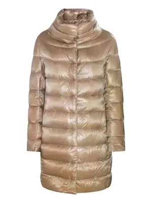 Herno Dora Quilted High-neck Coat Brown
