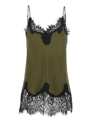 Gold Hawk Longline Lace Cami - Green