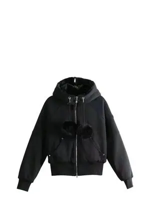 MOOSE KNUCKLES Oro Bunny Pom-pom Zip-up Reversible Hoodie