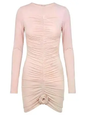 LA REVECHE Lillibet Ruched Floral-detail Mini Dress Pink
