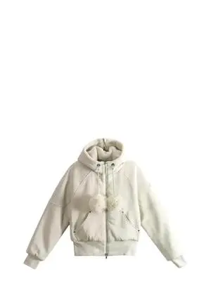 Moose Knuckles Oro Bunny Pom-pom Zip-up Reversible Hoodie - Neutrals