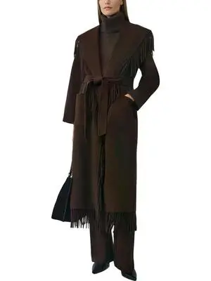 Simkhai Carrie Fringe-trimmed Belted Coat - Brown