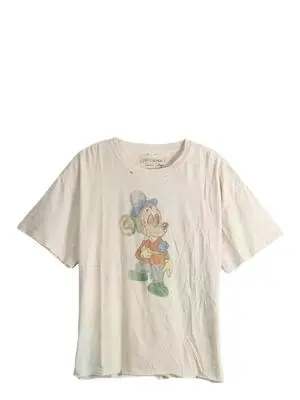 SAITOS Distressed Graphic-print T-shirt - Neutrals