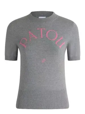 PATOU Jacquard Short-sleeve Sweater - Grey