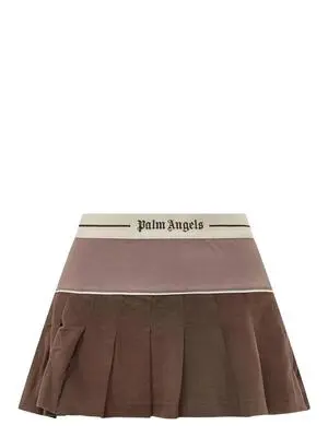 Palm Angels Logo Pleated Mini Skirt - Brown
