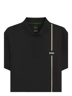 BOSS Active Quick-dry Polo Shirt With Signature Stripe - Black