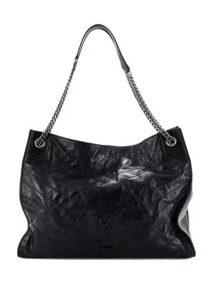 Saint Laurent Niki Shopping Tote Matelasse Chevron Leather Large Shoulder Bag - Black
