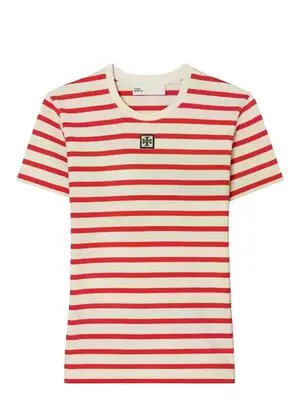 Tory Burch Striped Cotton T-shirt - Red