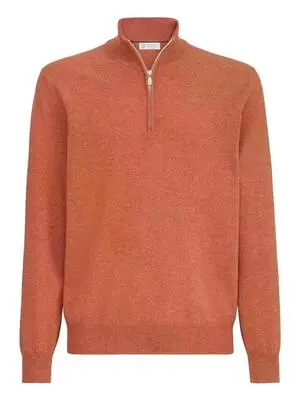 Brunello Cucinelli Cashmere Half-zip Sweater - Orange