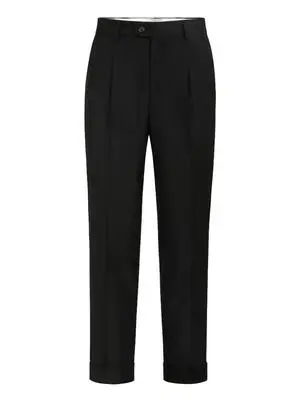 Brunello Cucinelli Super 150s Virgin Wool Batavia Trousers With Pleat - Black
