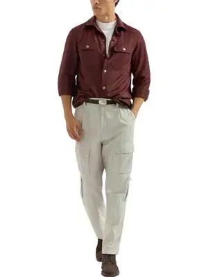 Brunello Cucinelli Flannel Chest-pockets Shirt Jacket Red