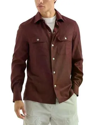 Brunello Cucinelli Flannel Chest-pockets Shirt Jacket - Red