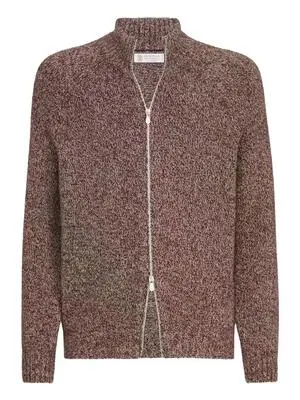 Brunello Cucinelli Brunello Cucinelli Chiné Cardigan In Virgin Wool, Silk, And Cashmere Red