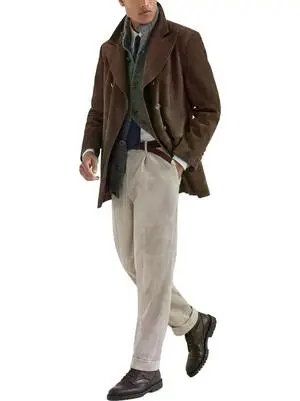 Brunello Cucinelli Suede Peak Lapel Outerwear Jacket - Brown