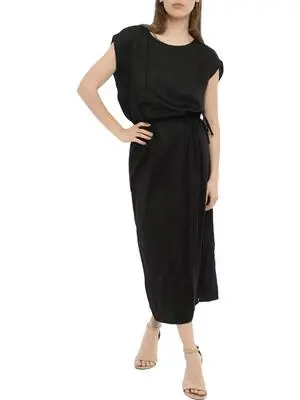 Woolrich Drawstring Waist Midi Dress - Black