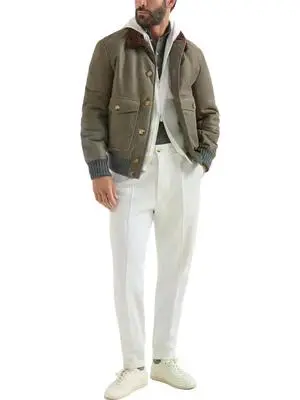 Brunello Cucinelli Techno Cotton French Terry Double Cloth Hooded Sweatshirt With Zipper - Grey