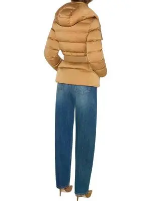 Elisabetta Franchi Down Jacket In Voile Fabric - Neutrals