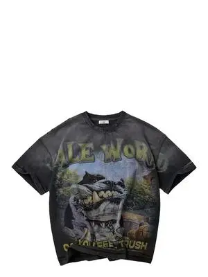 VALE FOREVER Graphic-print Distressed T-shirt - Black