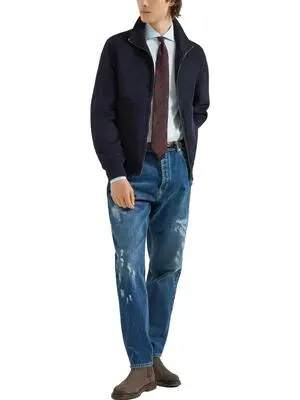 Brunello Cucinelli Hand-crafted Reversible Bomber Jacket - Blue