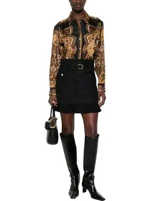 Sandro Pattern Silk Button-up Shirt - Black